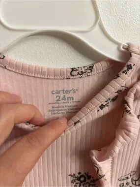Carter's | Dresses | Carters Light Pink Ribbed Longsleeve Dress With ...